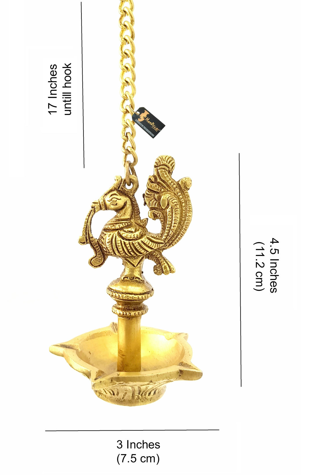 Ethnic Handmade Peacock Design 5 Oil Wick Brass Hanging Diya – Two ...